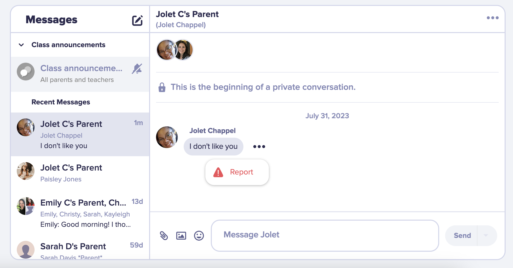 How To Report A Message Sent To You On Classdojo Classdojo Help Center